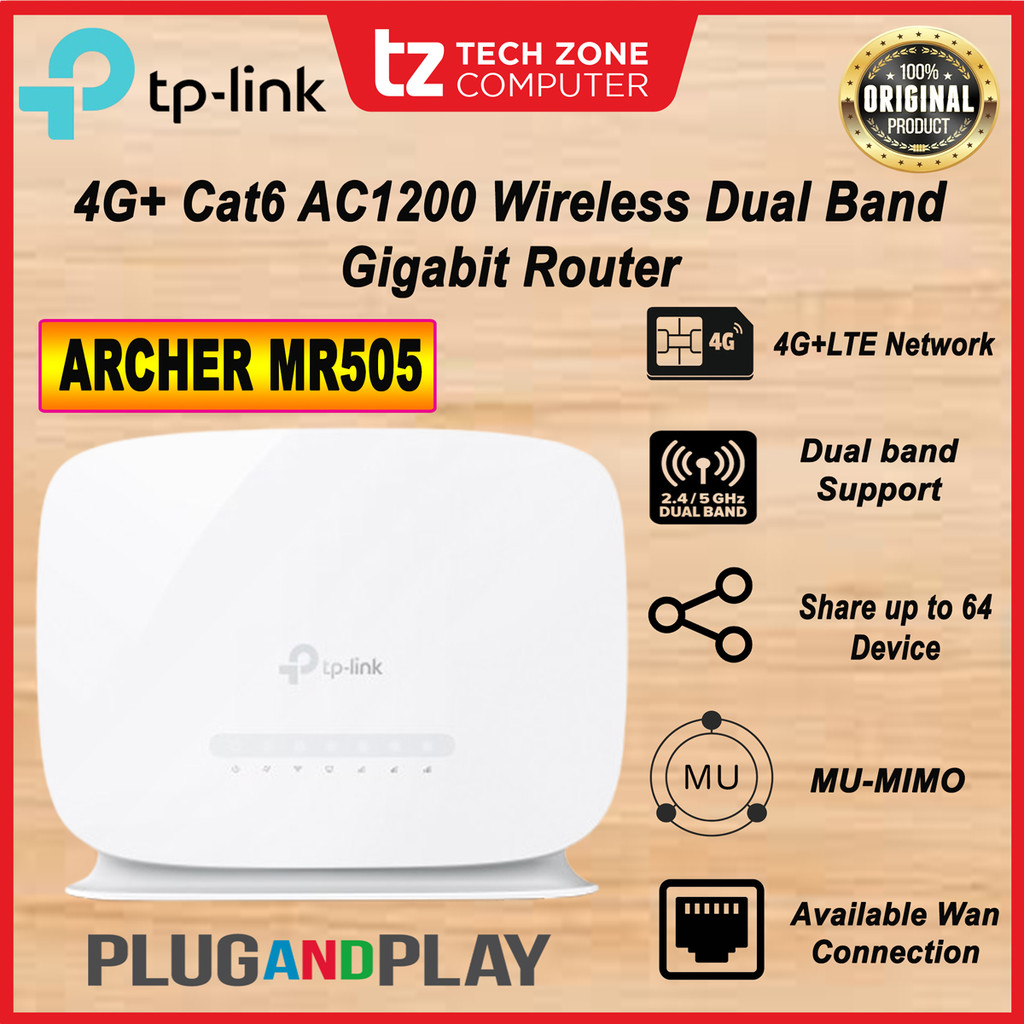 TPLINK Archer MR505 4G+ Cat6 AC1200 Wireless Dual Band Gigabit Router ...