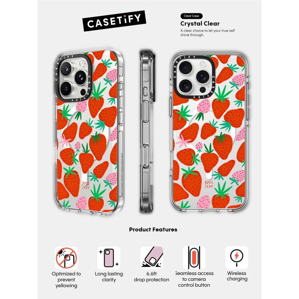 CASECASE X Strawberry Shake Case Impact Clear Magnetic suction Case for ...