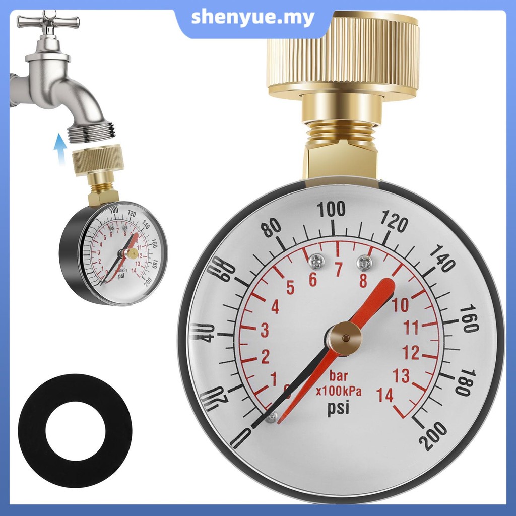 Water Pressure Test Gauge TS-60-200PSI Metal Pressure Gauge Sturdy ...