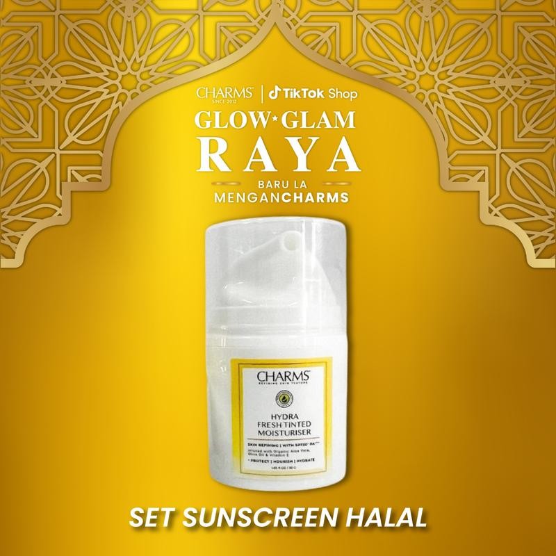 CHARMS Set Sunscreen Halal Hydra Fresh Tinted Moisturiser SPF50+ PA ...