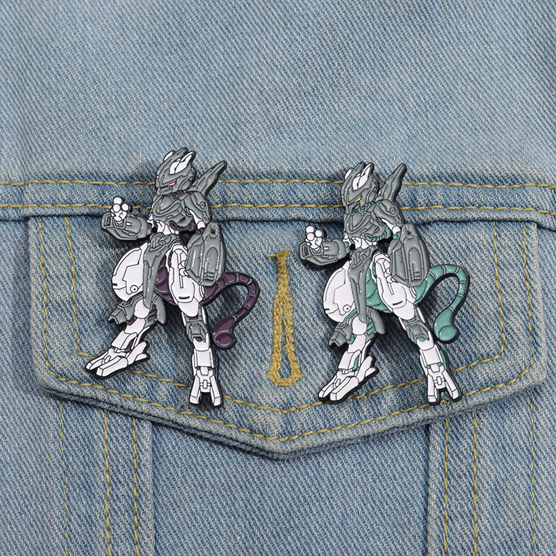 Steel Mewtwo Metal Badge Anime Pokémon Brooch Fashion Clothing Pin ...