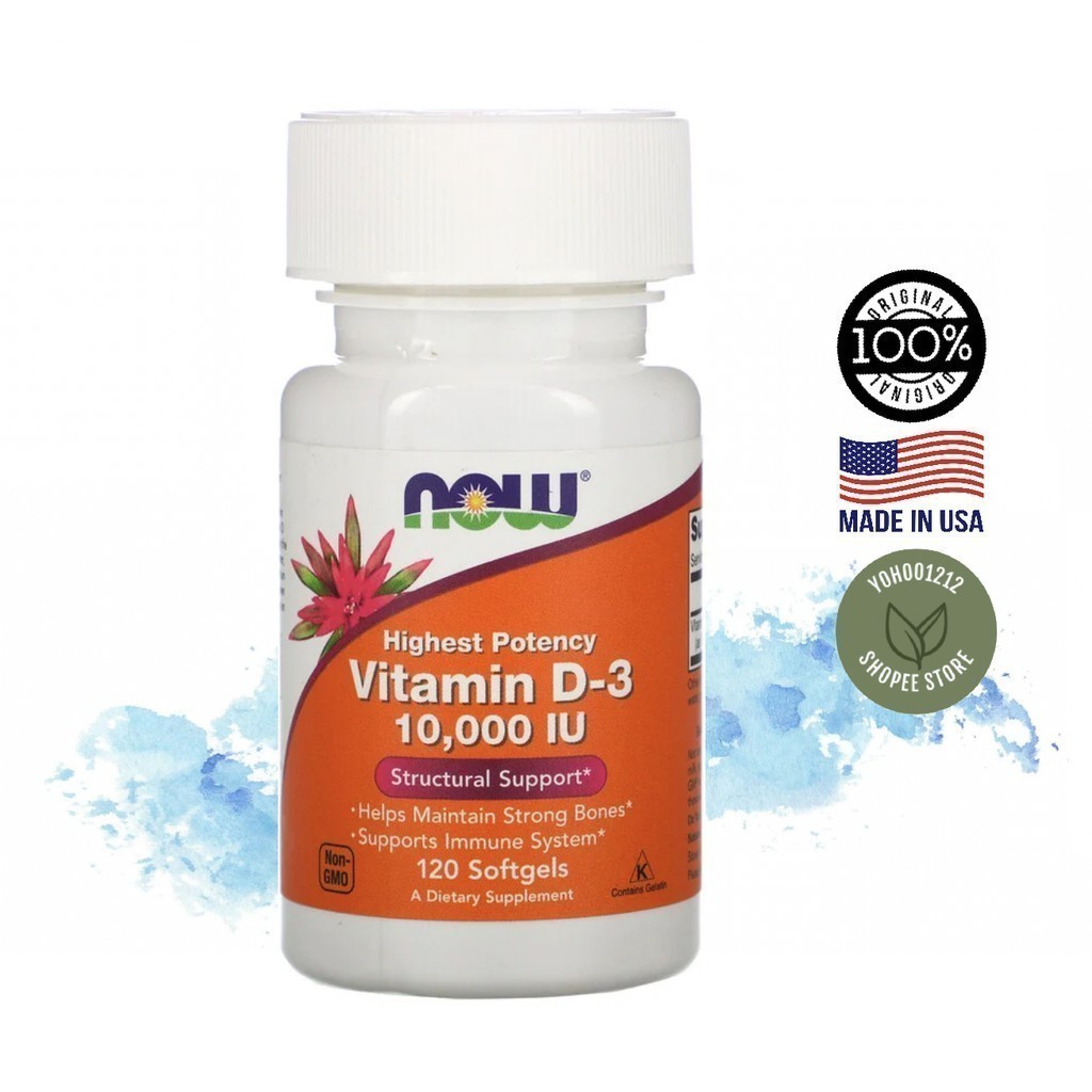 Now Foods, Vitamin D-3, 10,000 IU, 120 Softgels, Vitamin D3 10000IU | Shopee Malaysia
