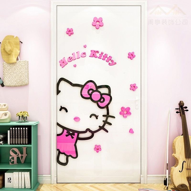 Hello Kitty Cat Doraemon Acrylic Mirror Sticker 3d Stereo Wall Sticker ...