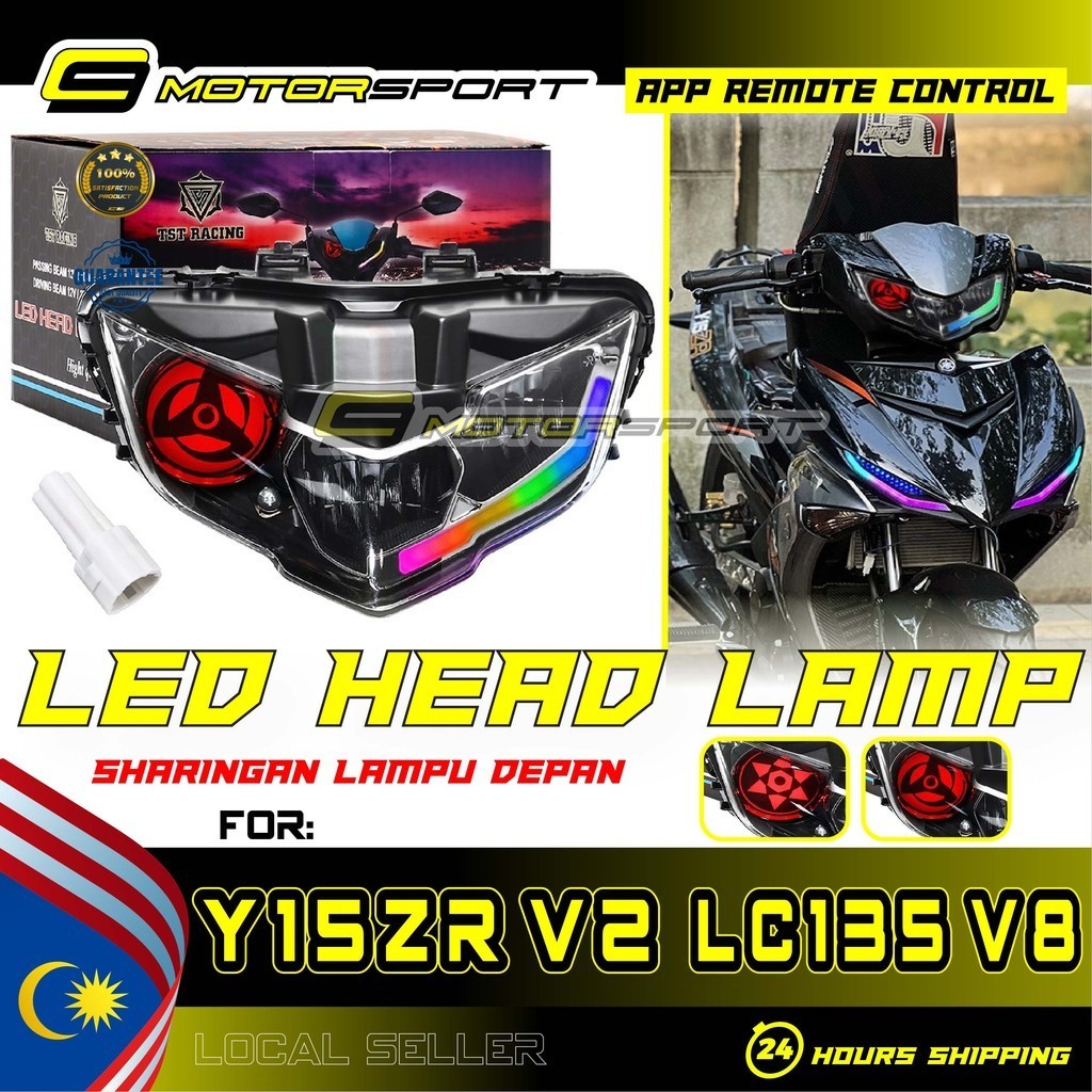 Y15 LC Sharingan Head Lamp I CUSTOM LED PNP TST lampu besar depan head naruto sharigan eagle I ...