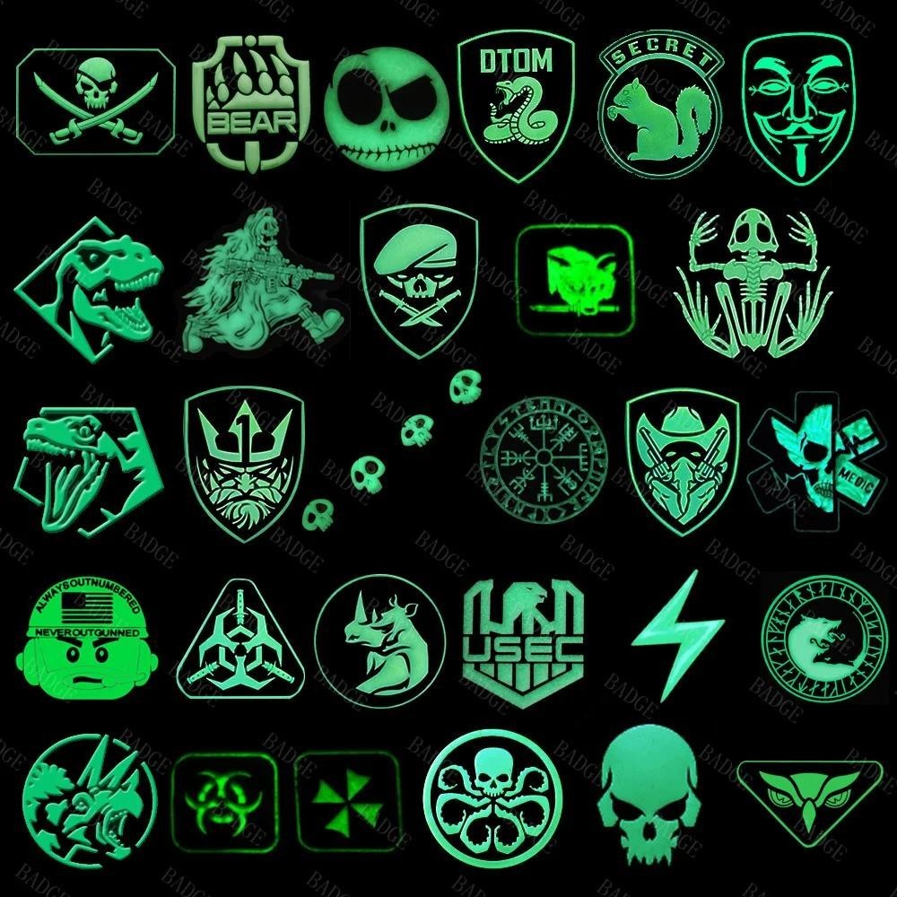 3D Luminous PVC Glow In Dark Rubber Velcro Patches BEAR SWAT OPS ...