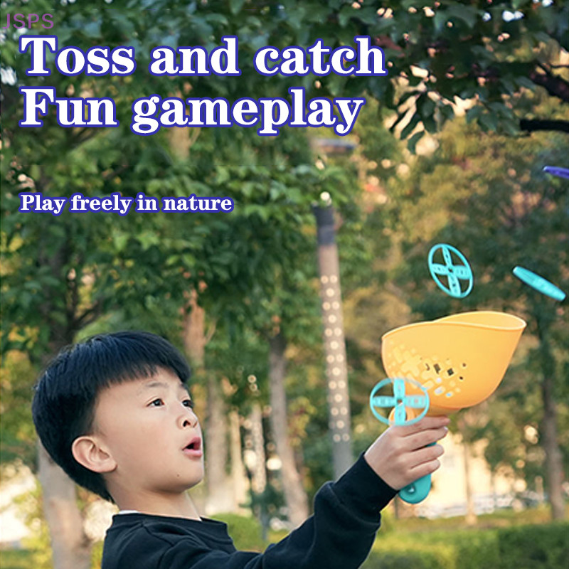 JSPS Flying Saucer Disc Launcher Kids Flying Toys Pull String Throw Catch Outdoor Sport ...
