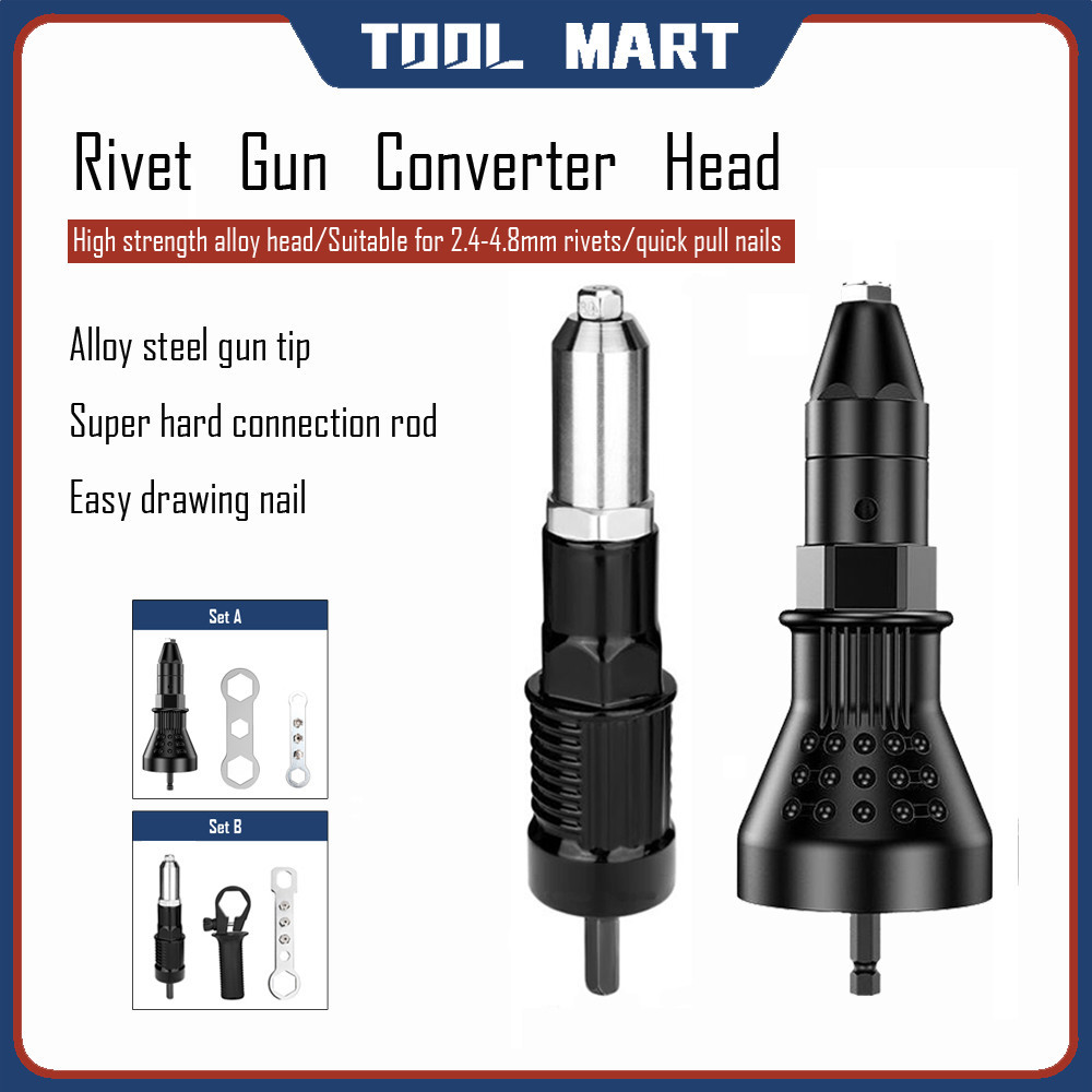 6PCS Electric Rivet Nut Gun Power Drill Rivet Gun Adapter Cordless ...