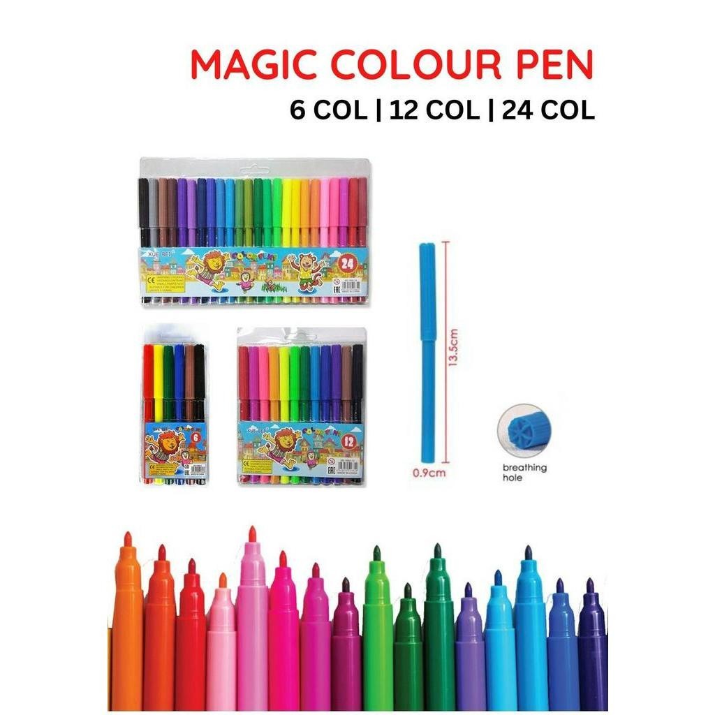 [ MAGIC COLOUR PEN ] NON TOXIC WASHABLE MAGIC COLOUR PEN SET ( SET OF 6 ...