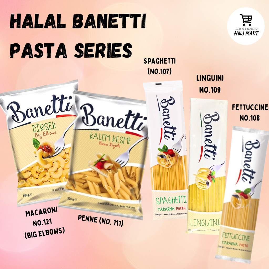 Halal Banetti Pasta Series 500g Spaghetti / Macaroni/ Big Elbows /Penne ...