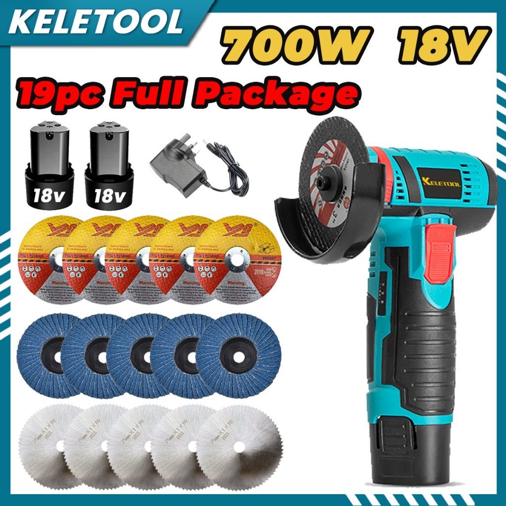 18v Angle Grinder Rechargeable Grinding Machine Cutter Cordless ...