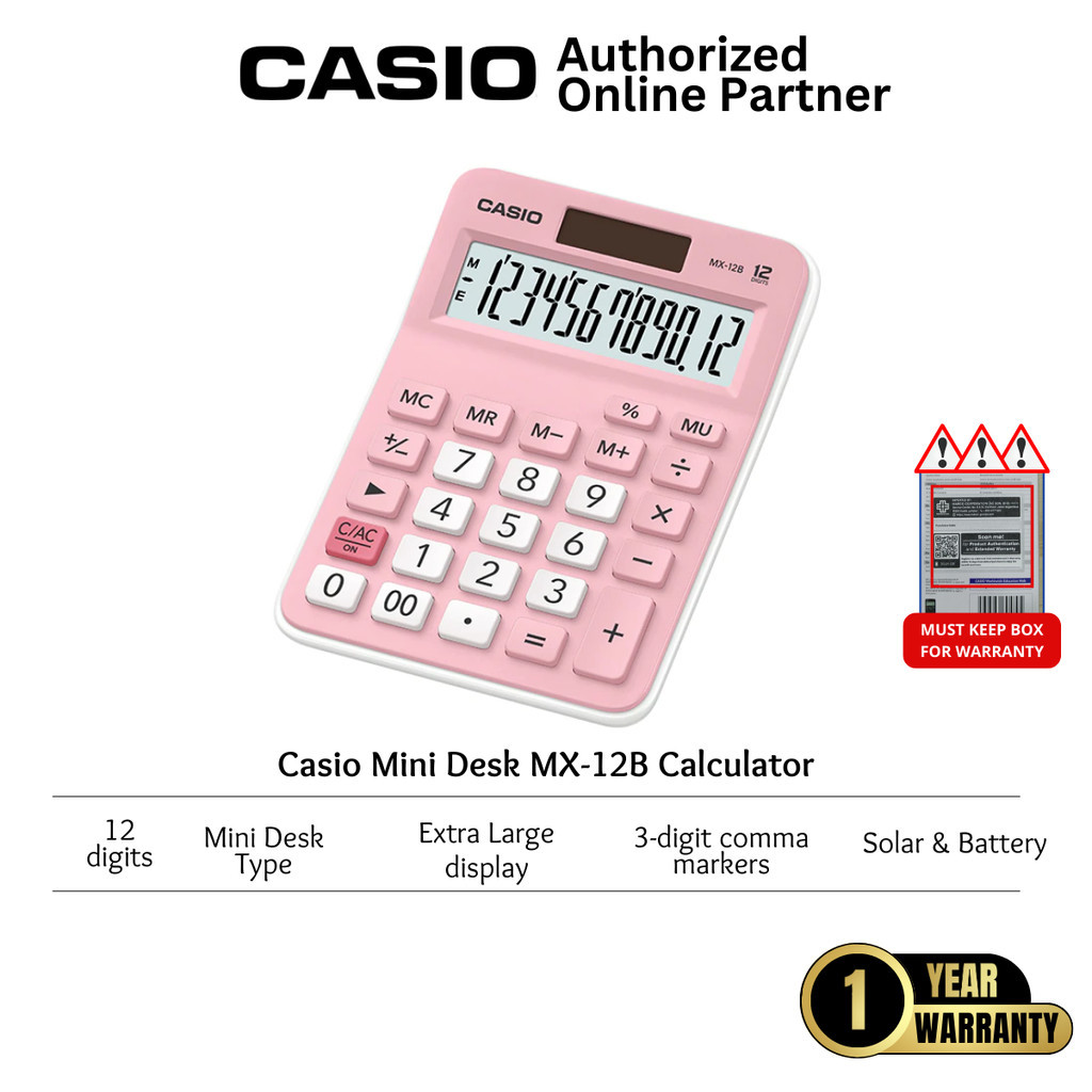 🔥READY STOCK🔥 Casio MX-12B 12 Digit Calculator (2 Way Power) 100% (1 ...