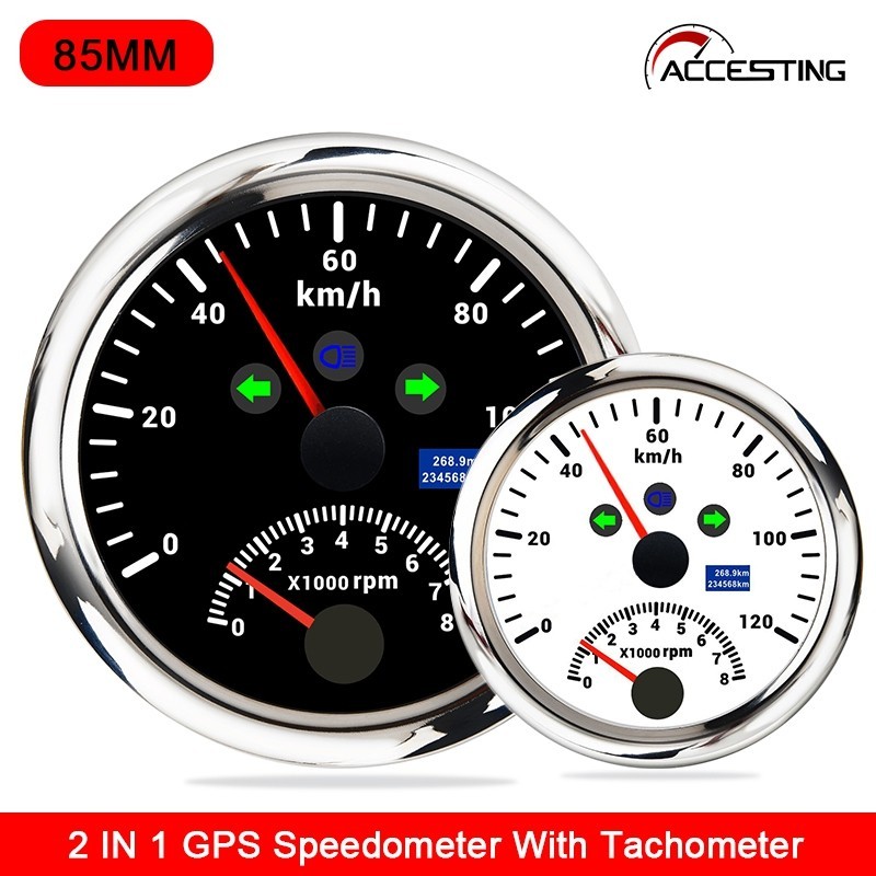 0-120km/h、0-200 km/h 85mm GPS Speedometer Waterproof with 8000 RPM ...