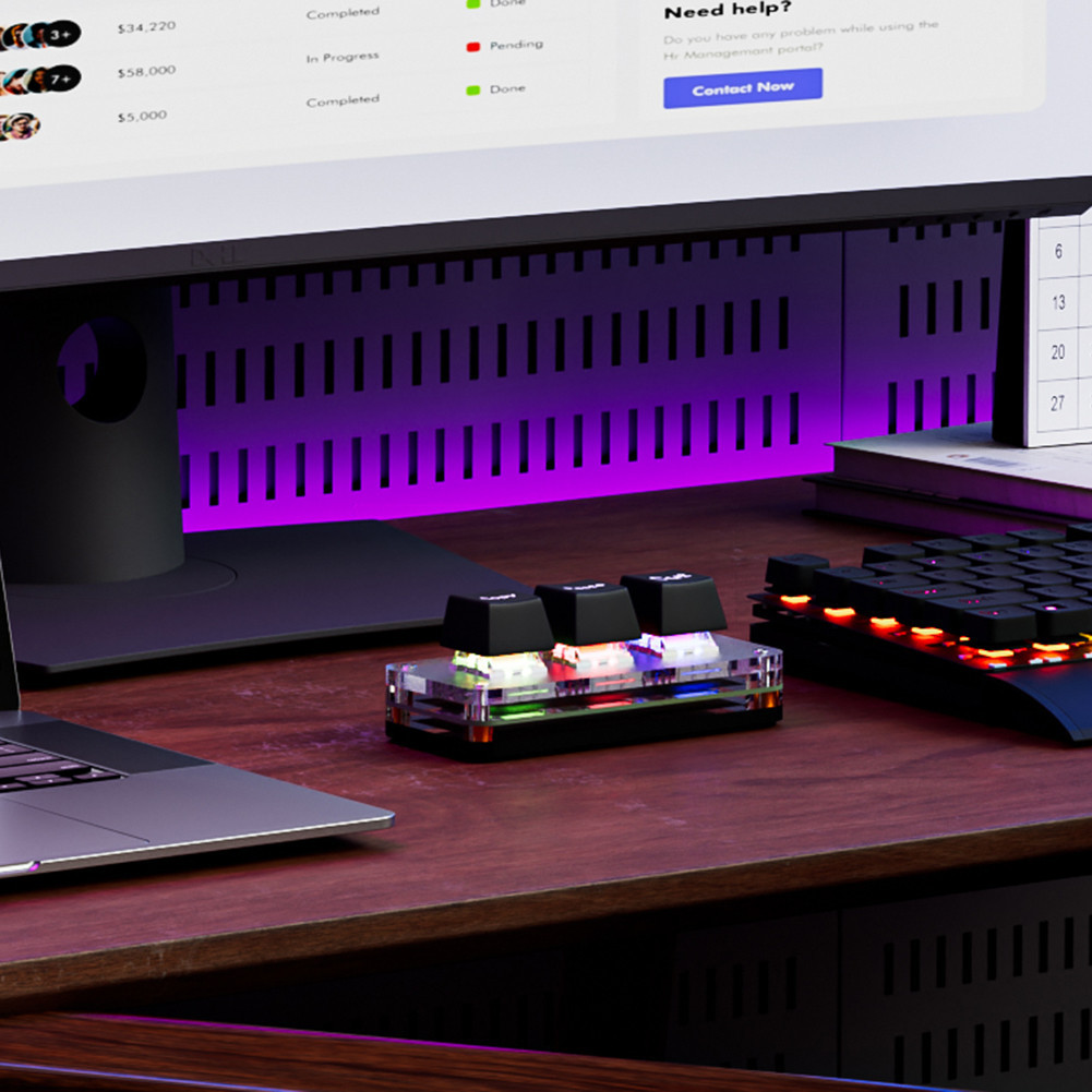 Keepdreaming Rgb Mini Cut Copy Paste Keyboard 3 Key Ctrl X C V Shortcut One Handed Keyboard Usb