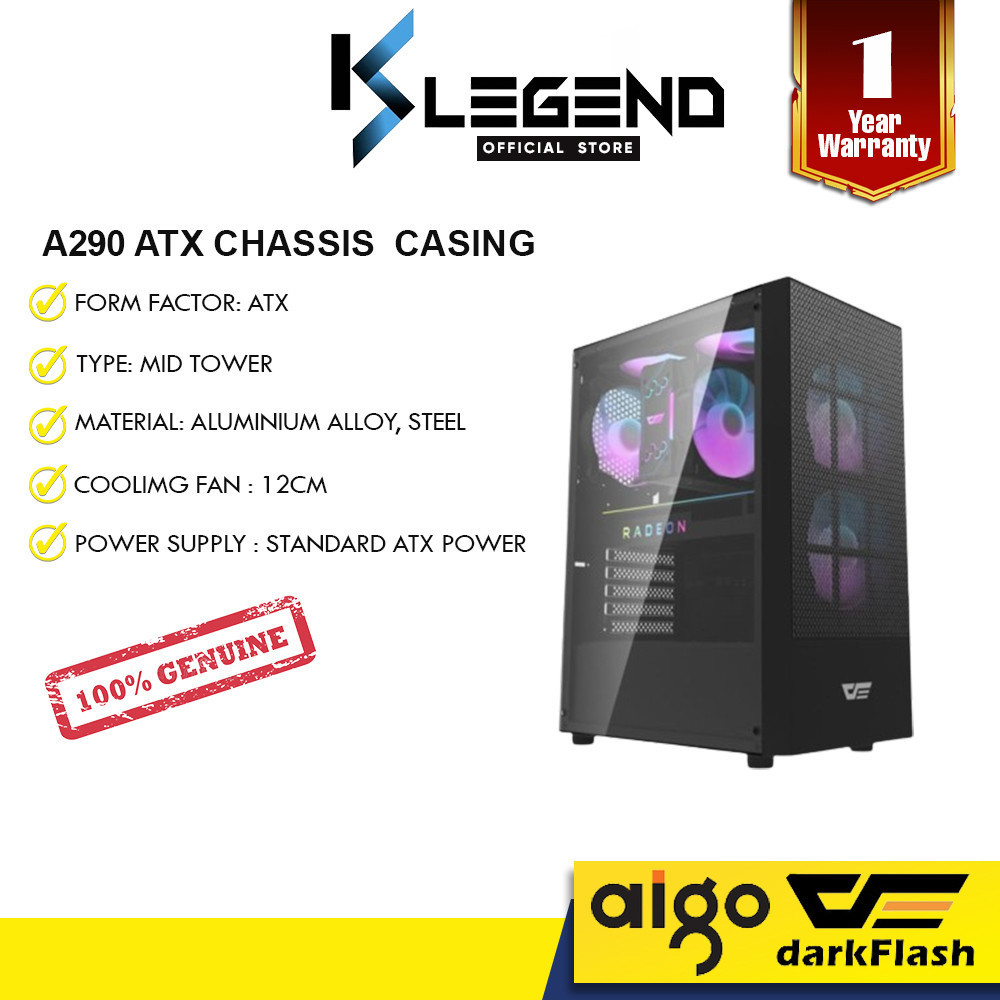 AIGO DARKFLASH A290 ATX Chassis PC GAMING CASE | Shopee Malaysia