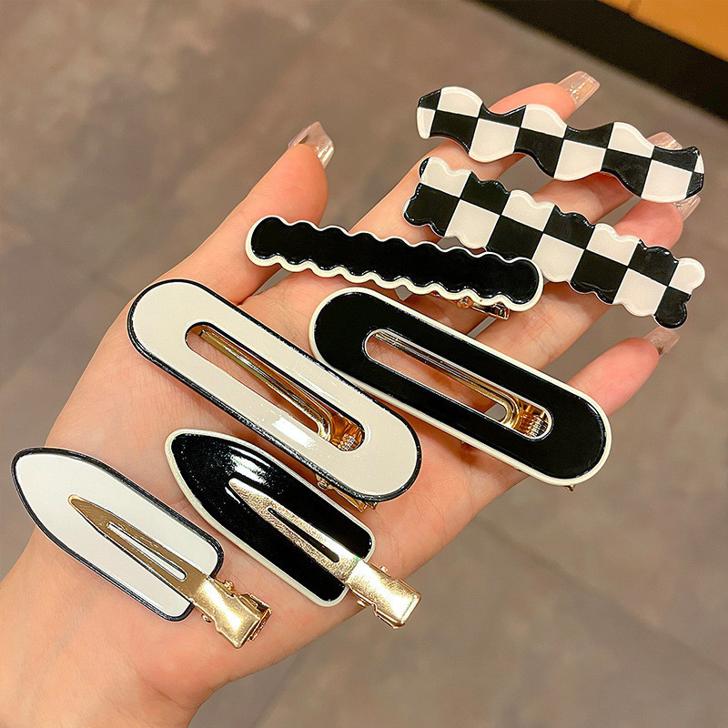 Checkerboard Hair Clip Side Seamless Hairpin Female Bangs Clip Duckbill ...