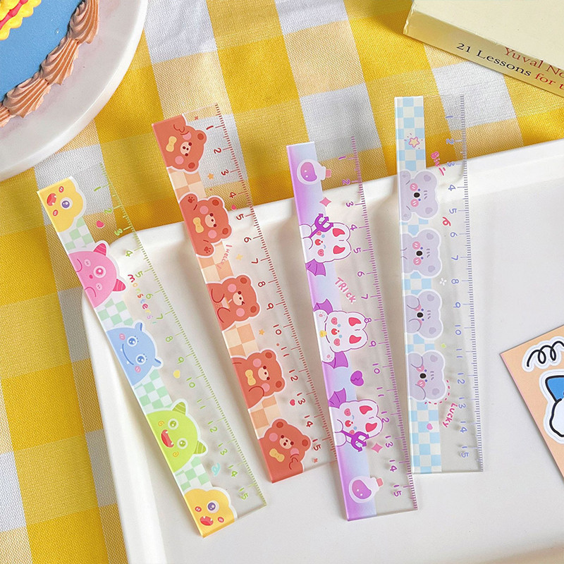Mini Tulip Ruler Student Girl Heart Scale Cute Wind Cartoon Ruler Ruler ...
