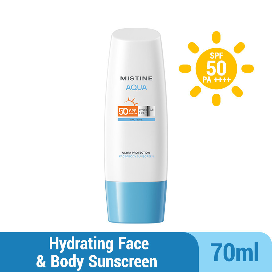 MISTINE Aqua Base Ultra Protection Hydrating Face & Body Sunscreen SPF50 PA++++ (70ml) | Shopee ...