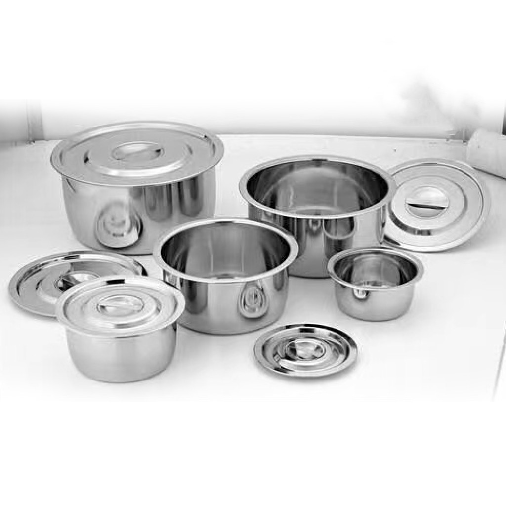 Stainless Steel Indian Pot Set 14/18/22/26/30CM ( 1SET = 5PCS ) Periuk ...