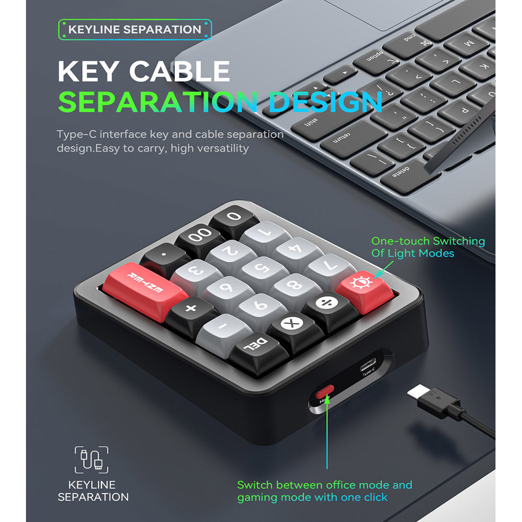 Jomaa Aluminum Mechanical Numeric Keyboard Full Hot Swappable Keys RGB ...