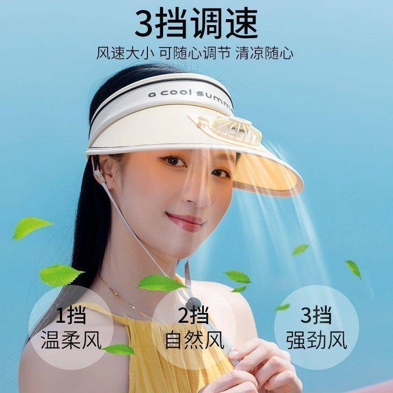 A walking air conditioner with a rechargeable fan cap, sun protection ...