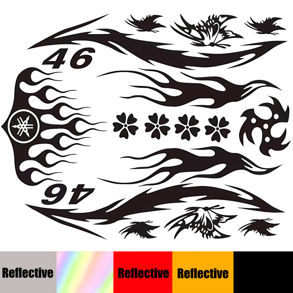 Motorcycle Electric Vehicle Sticker Unique Simple Decal Butterfly Flame ...