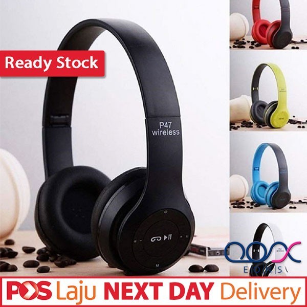 FOLDABLE P47 Wireless Headphone USB Rechargeable Bluetooth 4.2 + TF ...
