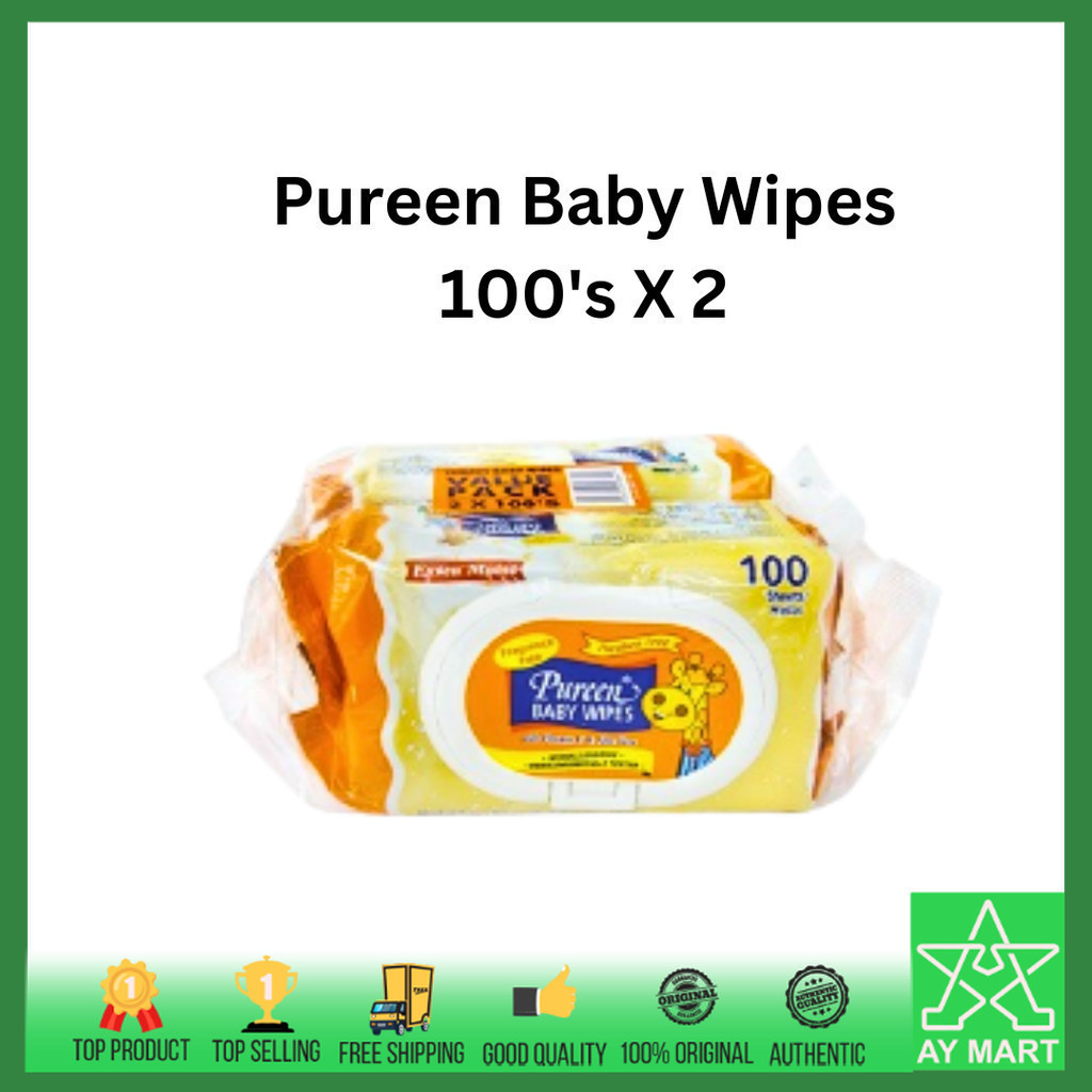 Pureen Baby Wipes 100 Sheets (100's x 2) Wiping For Baby and adult ...