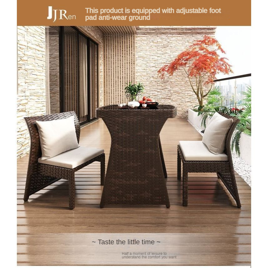 Modern Outdoor Balcony Table And Chair Set Coffee Table Tempered Glass ...