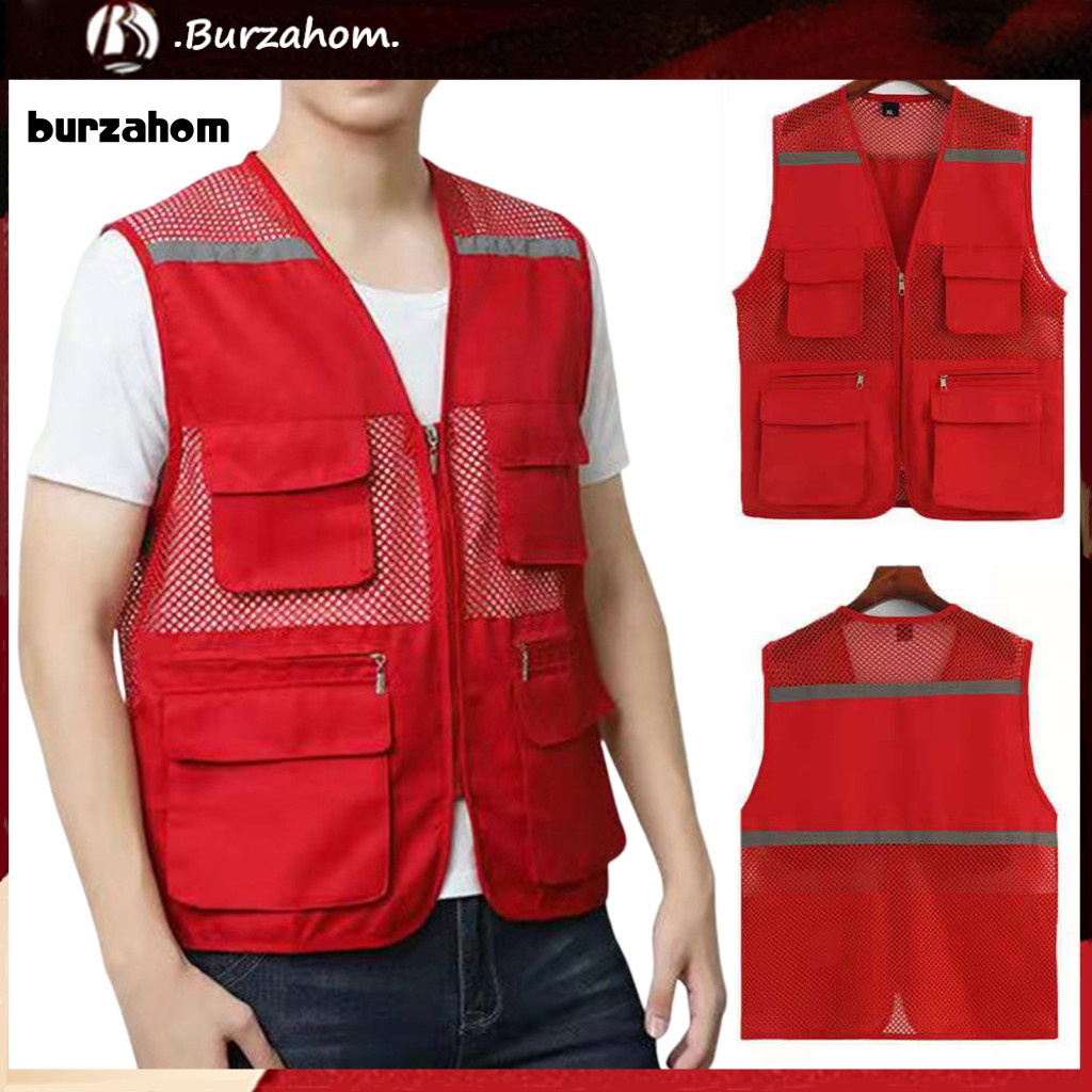 BUR_ Breathable Safety Vest Reflective Safety Waistcoat Men's ...
