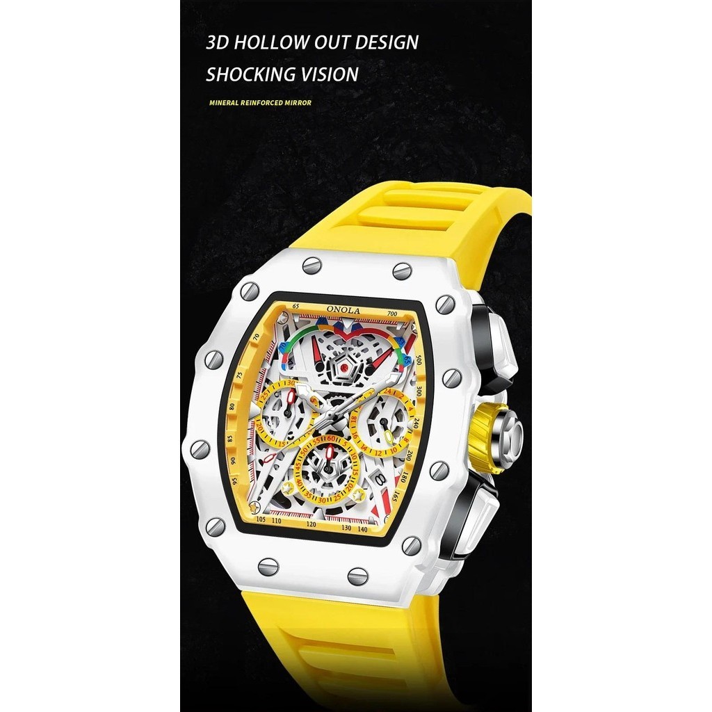 ONOLA Luxury Wine Barrel Waterproof Luminous Date Chronograph Casual ...