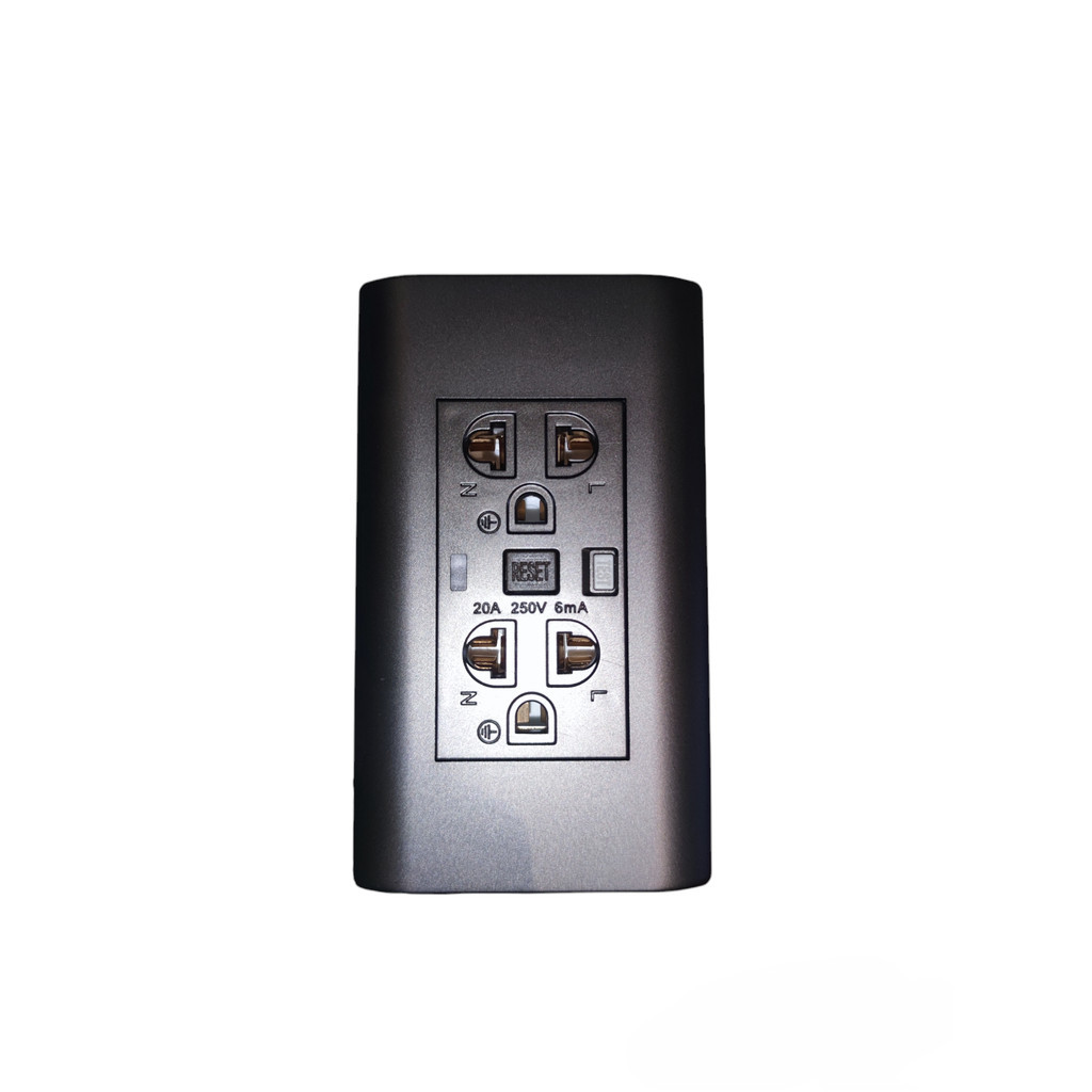 Royu GFCI Duplex Universal Outlet with Plate 20A 250V Dark Gray Plano ...