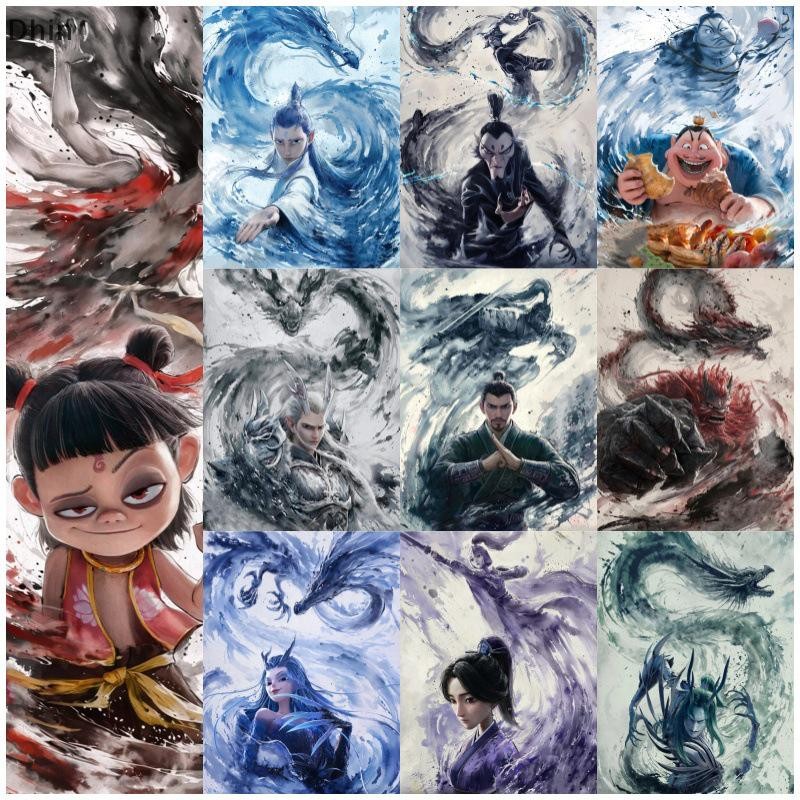 [Dhin] Cute Nezha Anime Film Peripherals Character Cover Series Posters ...