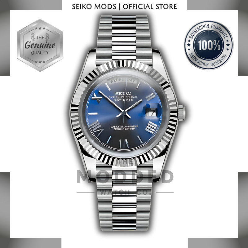 [MODDED] SEIKO MOD DAY DATE 40MM ROMAN BLUE DIAL | Shopee Malaysia