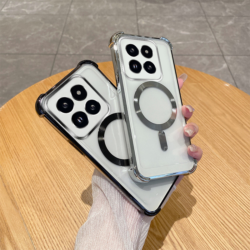 Transparent Silicone Magnetic Case for Xiaomi Redmi Note 12 13 14 Pro Plus Note14 Note14Proplus ...