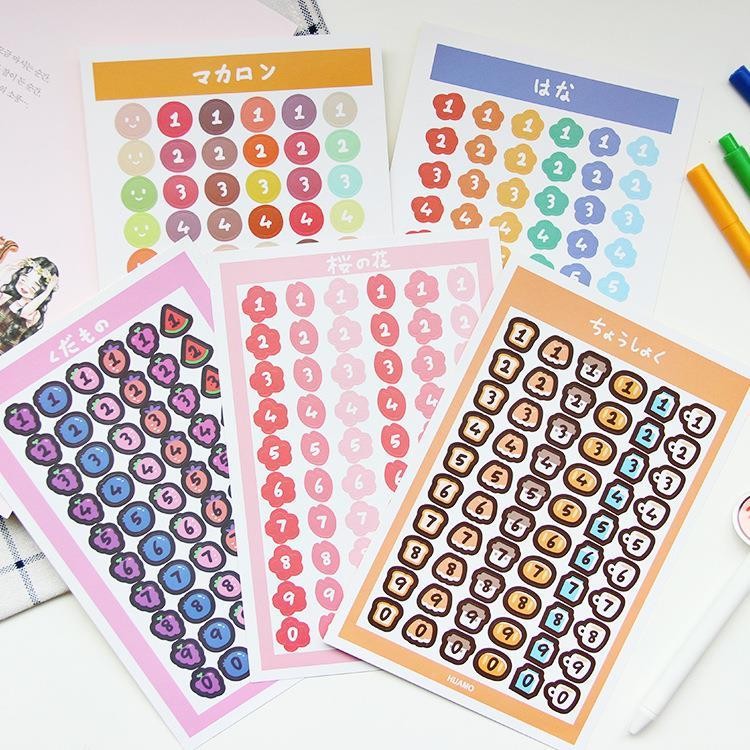 Cute Number Marking Stickers Smiley Face Emoticon Pack Handbook Album ...