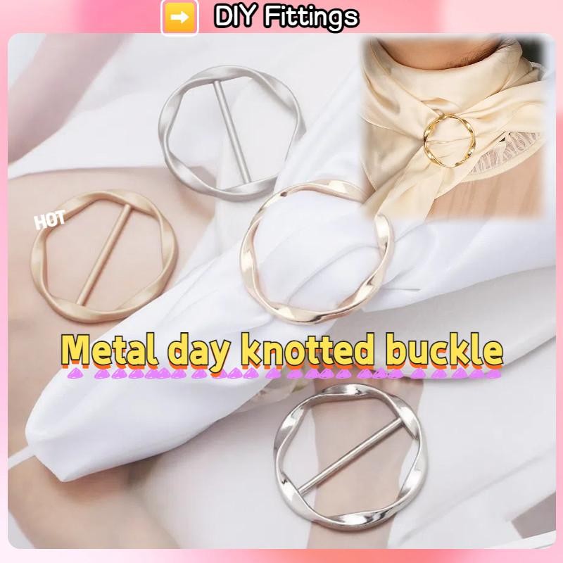 Round silk scarf buckle metal day button women's T-shirt knotted buckle corner buckle Belt ...