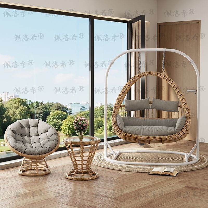 Double Hanging Chair Hanging Basket Rattan Chair Rocking Chair Balcony ...