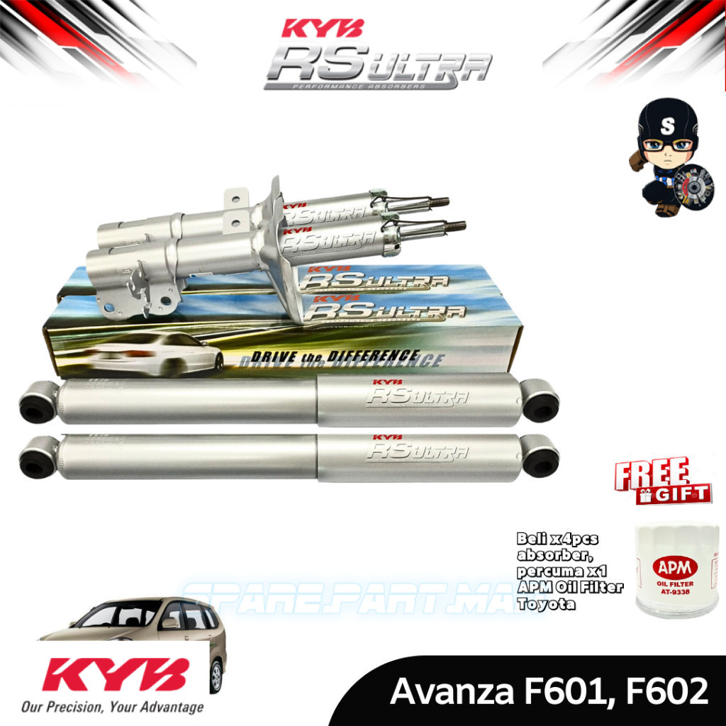 KYB RS ULTRA Toyota Avanza F601/F602 1.3,1.5 Front & Rear Gas Shock Absorber With Complete Set ...