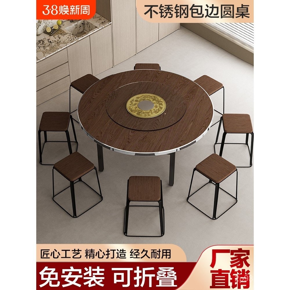 Meja Makan Kayu Pepejal Meja Bulat Besar untuk Kegunaan Rumah di ...