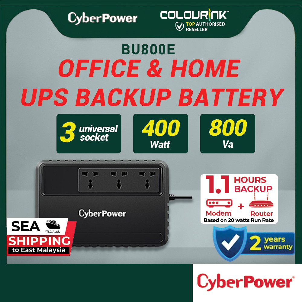 CyberPower BU800E 800va 400w UPS Backup Battery Power Supply with AVR ...