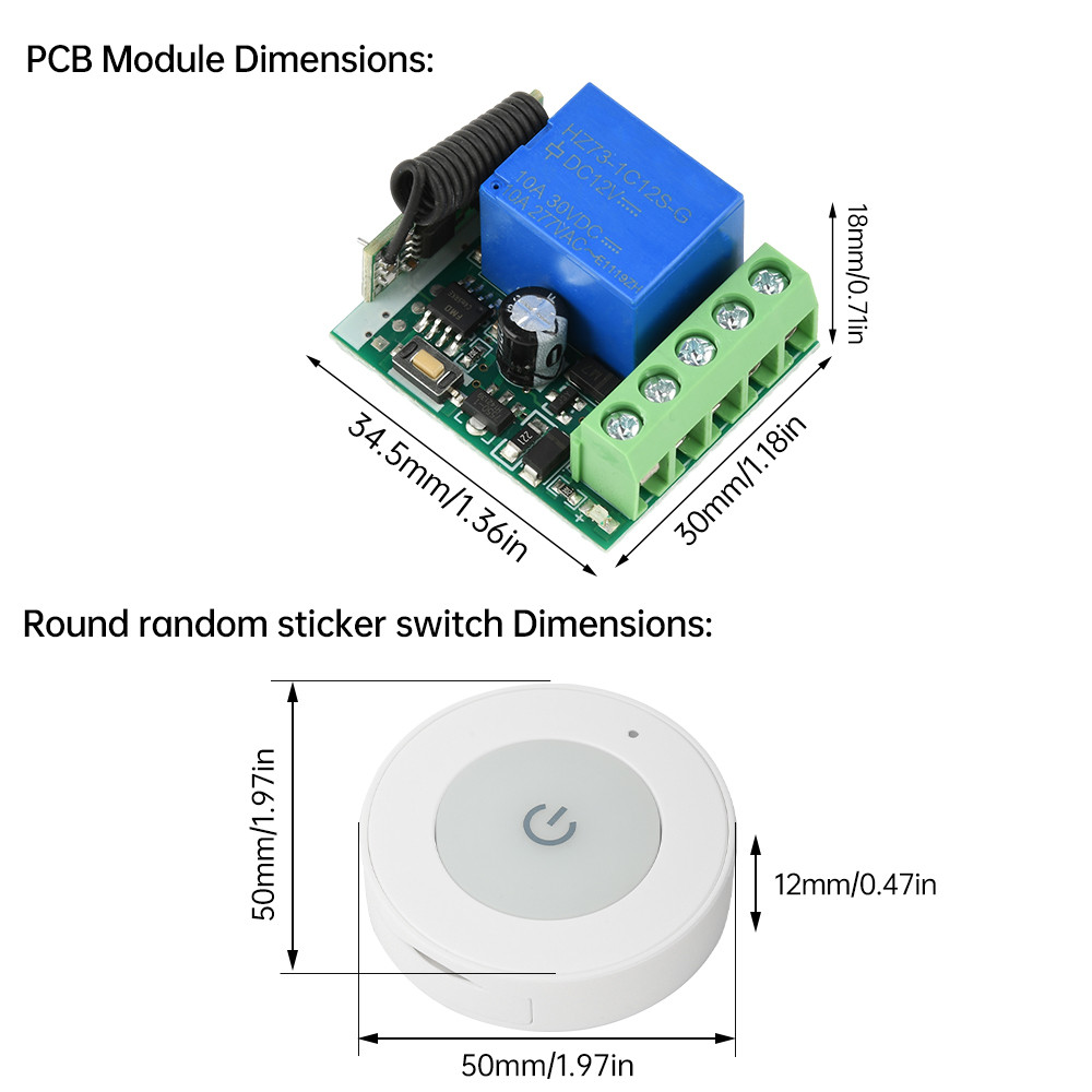 Pcbfun 1-Channel 433Mhz Universal Wireless Remote Control Switch Relay ...