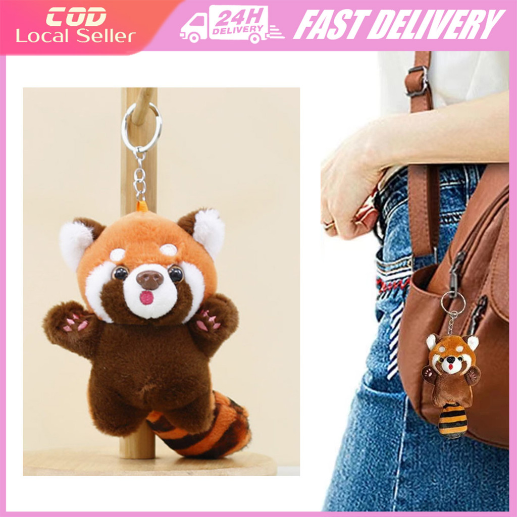 Red Panda Keychain Doll Cartoon Plush Stuffed Kawaii Raccoon Plush Toys ...