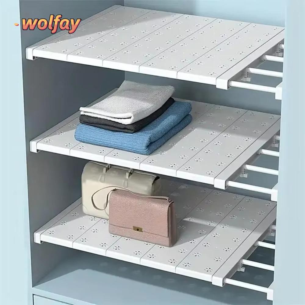 WOLFAY Closet Storage Rack, Layered Board Expandable Wardrobe Layered ...