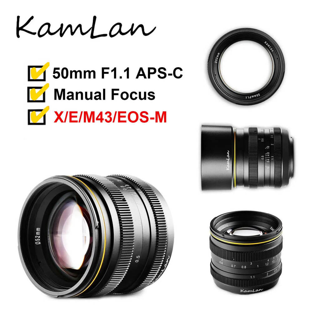 Kamlan 50mm f1.1 APS-C Camera Lens for Canon EOS-M SONY E-Mount Fuji X ...