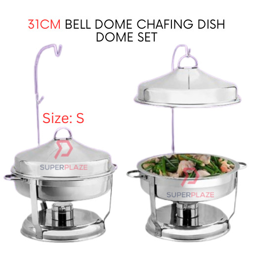 31cm Zirafah Stainless Steel Bell Dome Chafing Dish Set | Shopee Malaysia