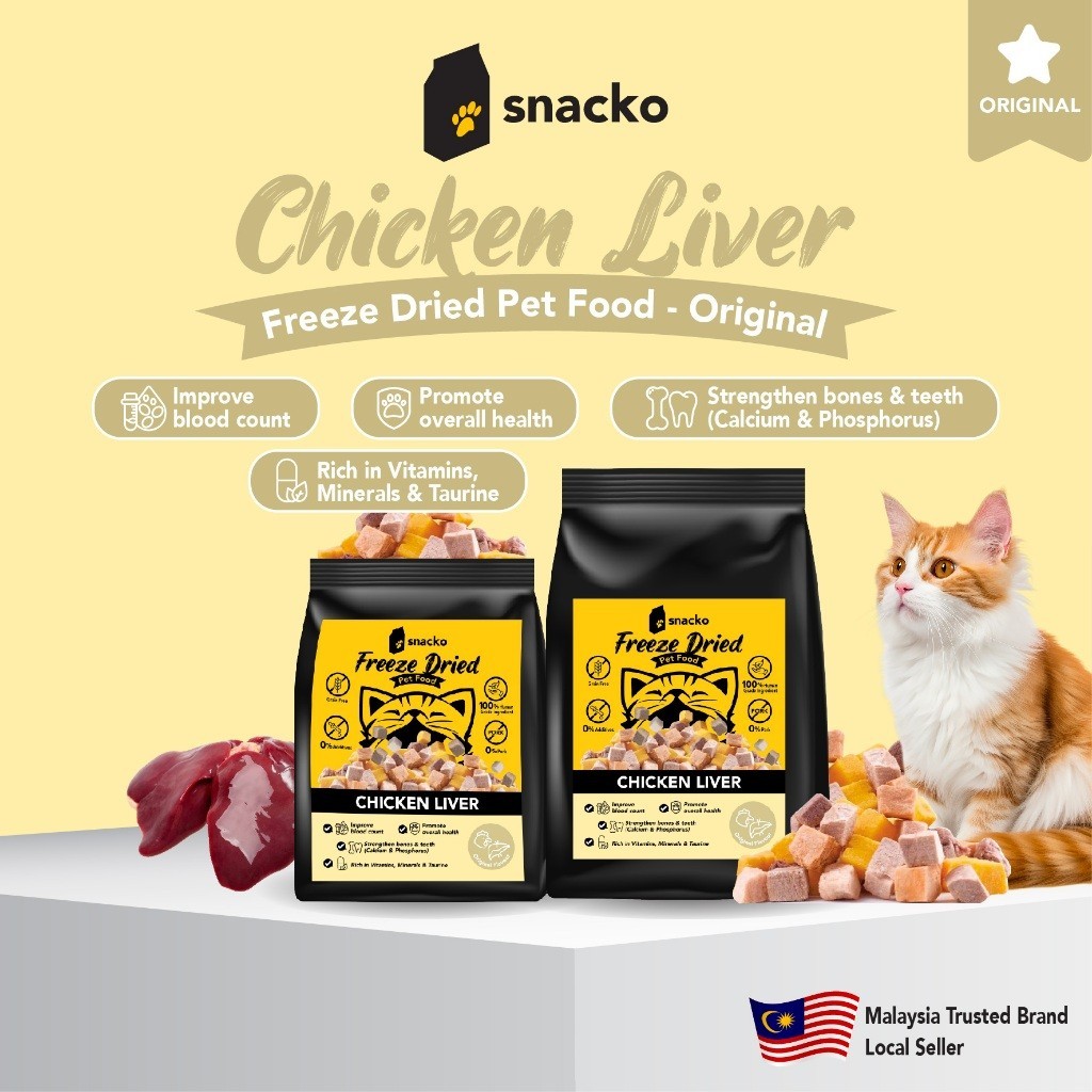 Snacko Original Chicken Liver © | Freeze Dried Food Kucing Gemuk Booster Snack Treat Dog Cat ...