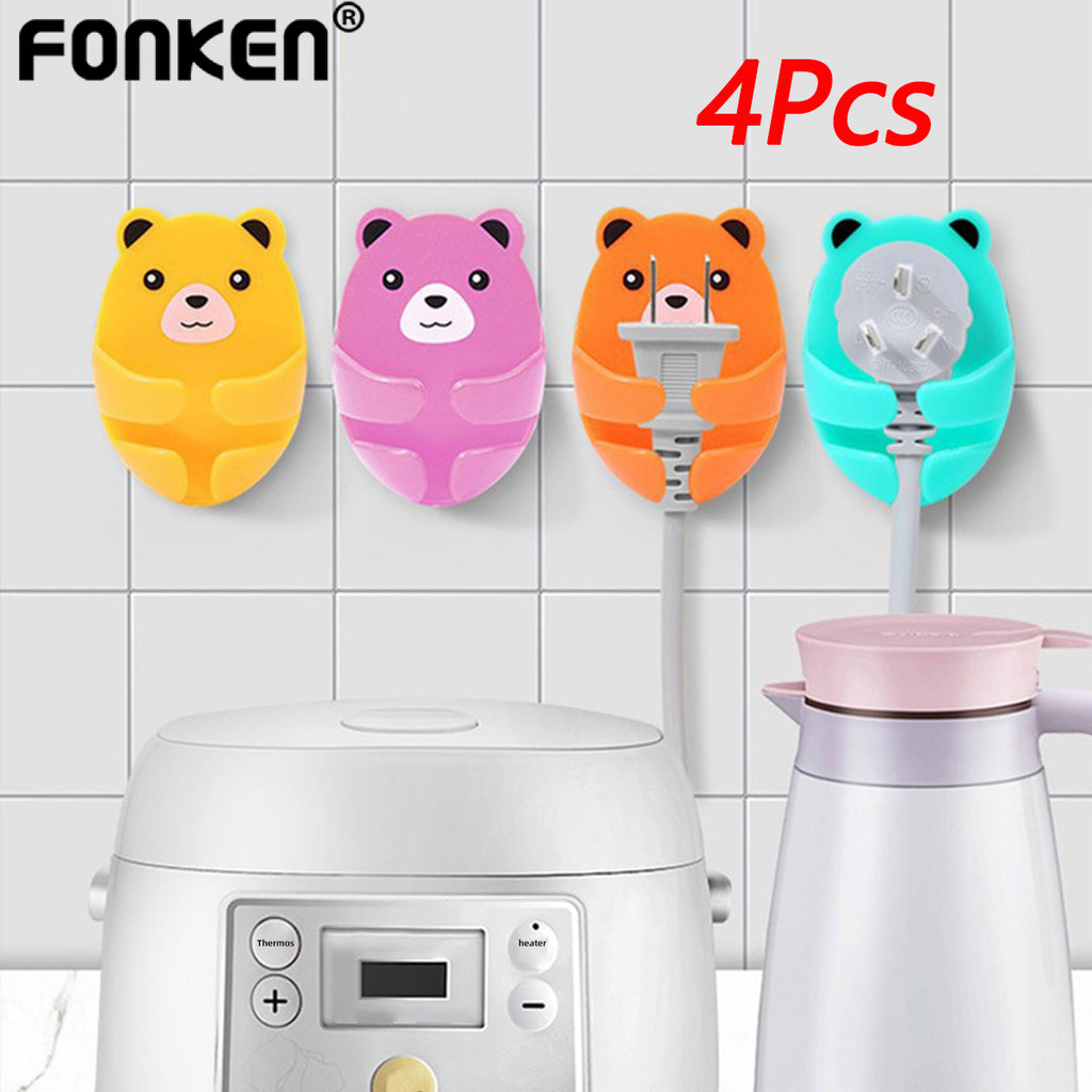 Fonken 4Pcs Power Outlet Hook Charger Wall Mounted Hook Plug Hanging ...