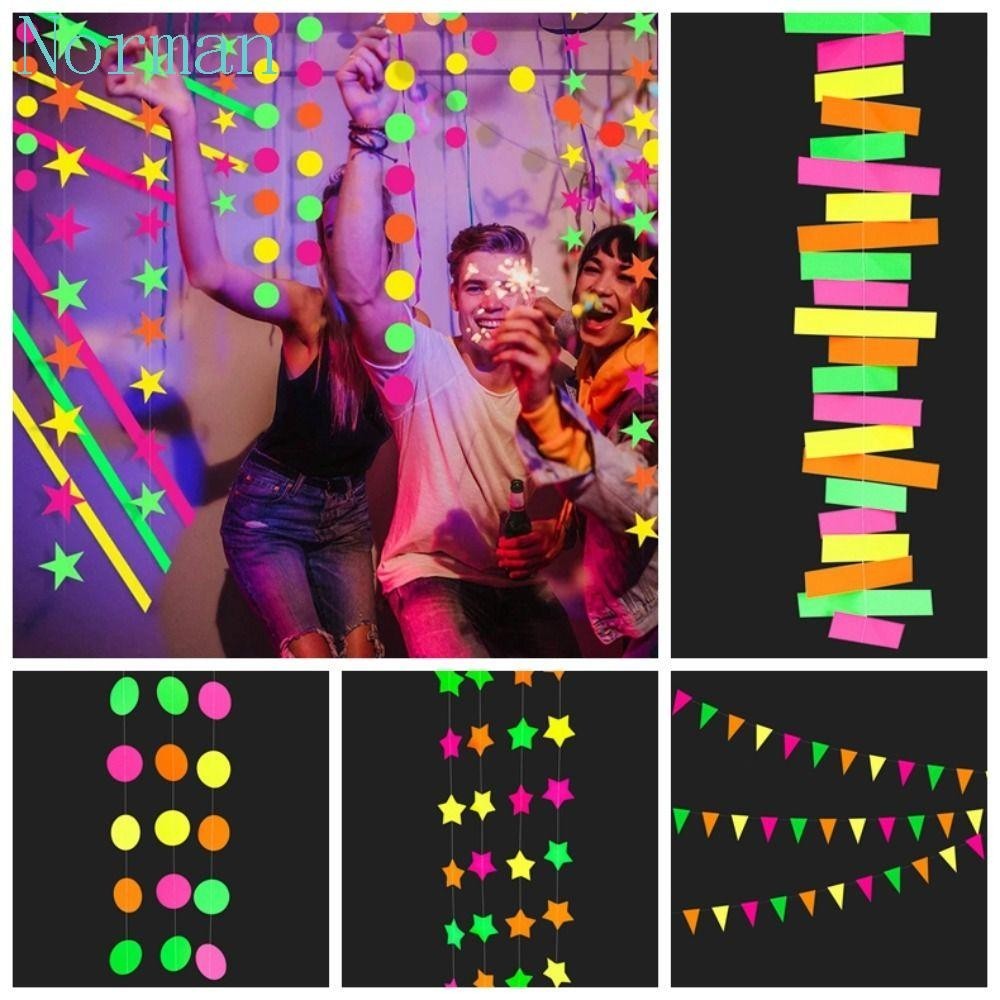 NORMAN Neon Fluorescent Garland, 2m Rectangle Round Pentagram ...