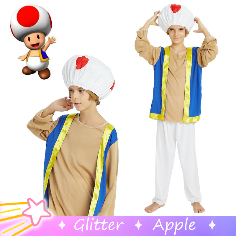 Japanese Anime Super Mario Bros Toad Cosplay Costume For Kids Boy ...