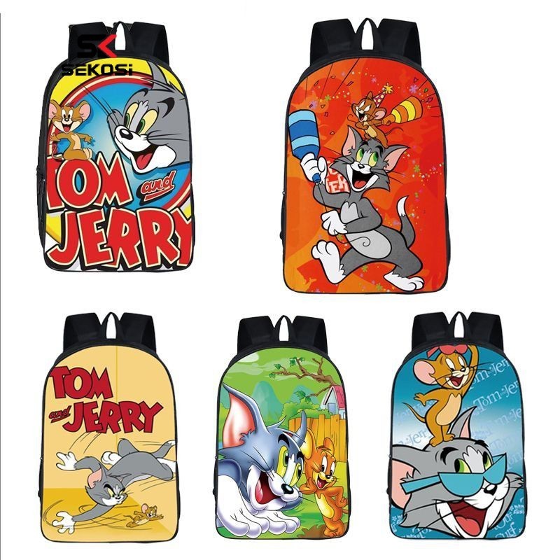 Sk Cartoon Tom Cat and Mouse Backpack Children's School Bag Tom Jerry ...